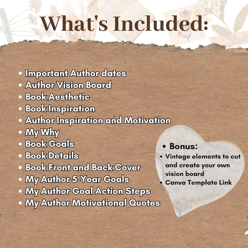 Printable Author Vision Board PDF | Get Focused and Motivated to Write ...