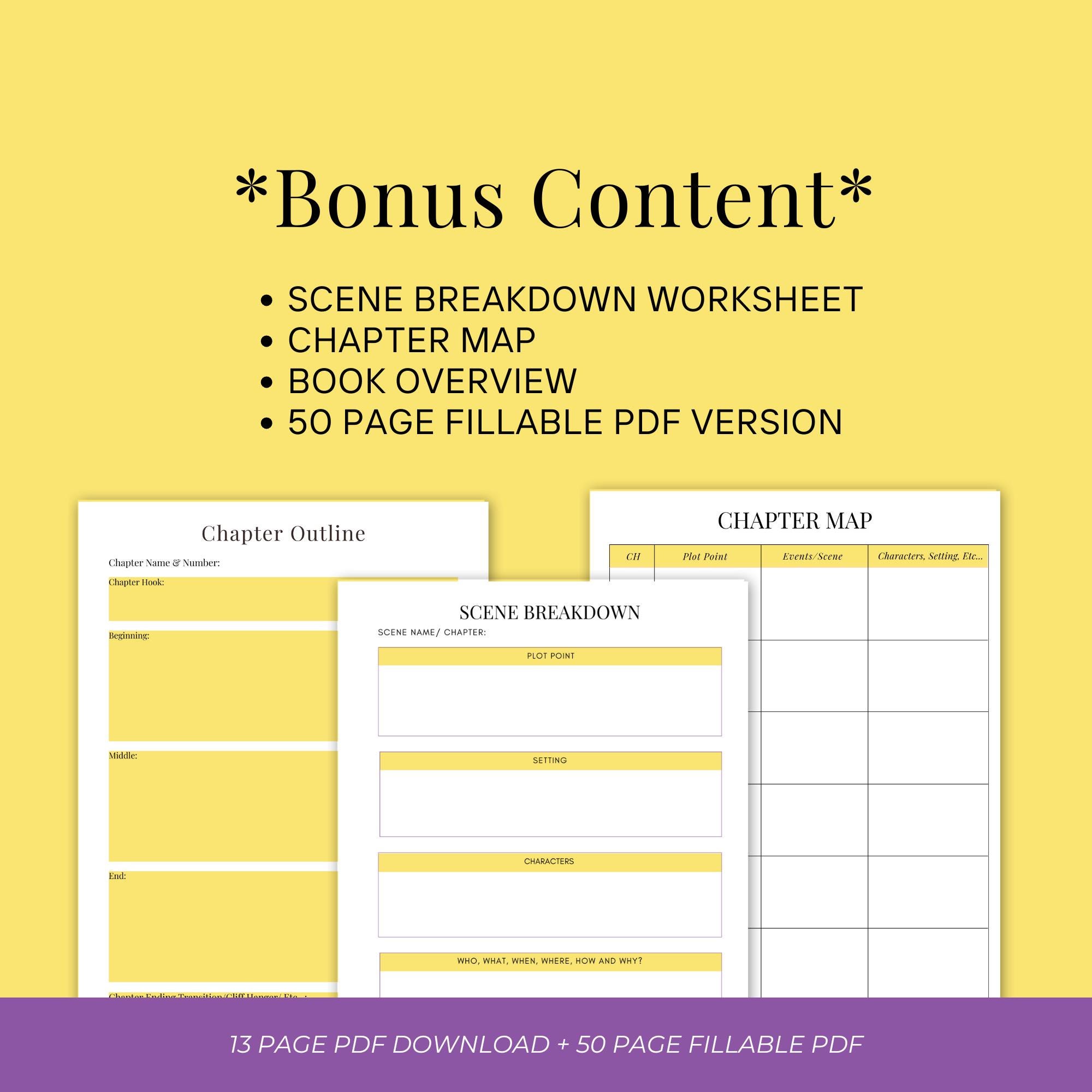 Chapter Outline Template, Writing Worksheet, Novel Outline, Scene ...