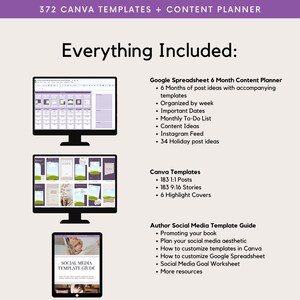 Author Social Media Canva Templates and Content Planner, Instagram ...