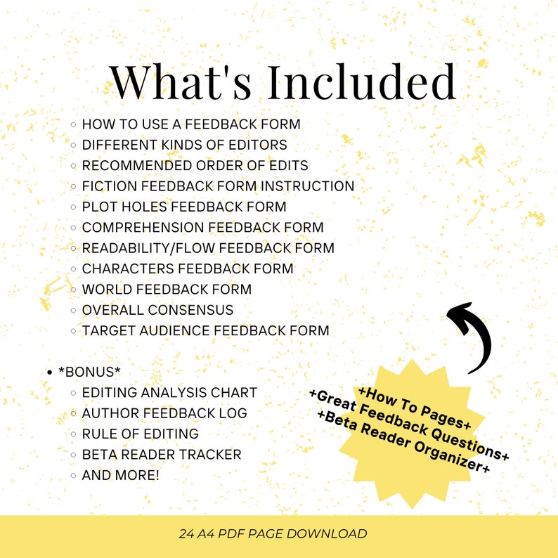 Fiction Feedback Forms to Give to Your Beta Readers PDF | Editing ...