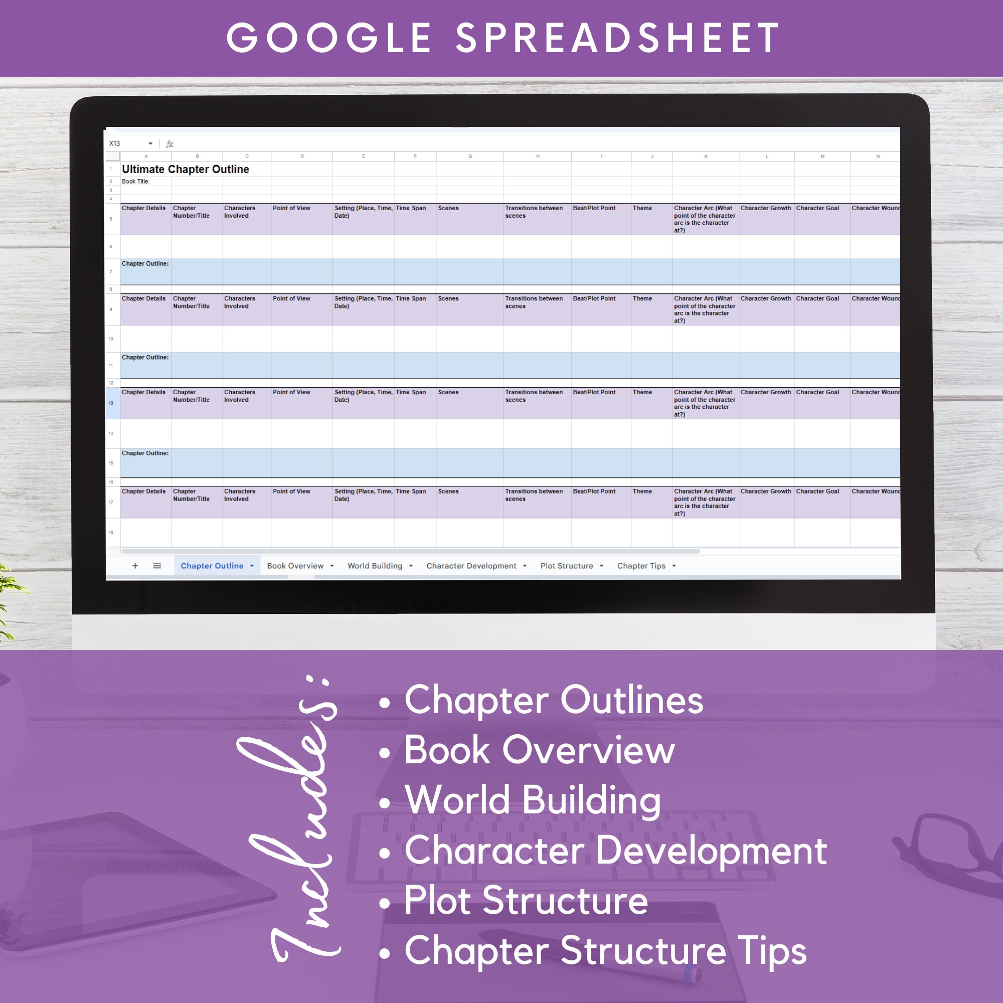 Chapter Outline Writing Google Spreadsheet, Novel Outline, Writing ...