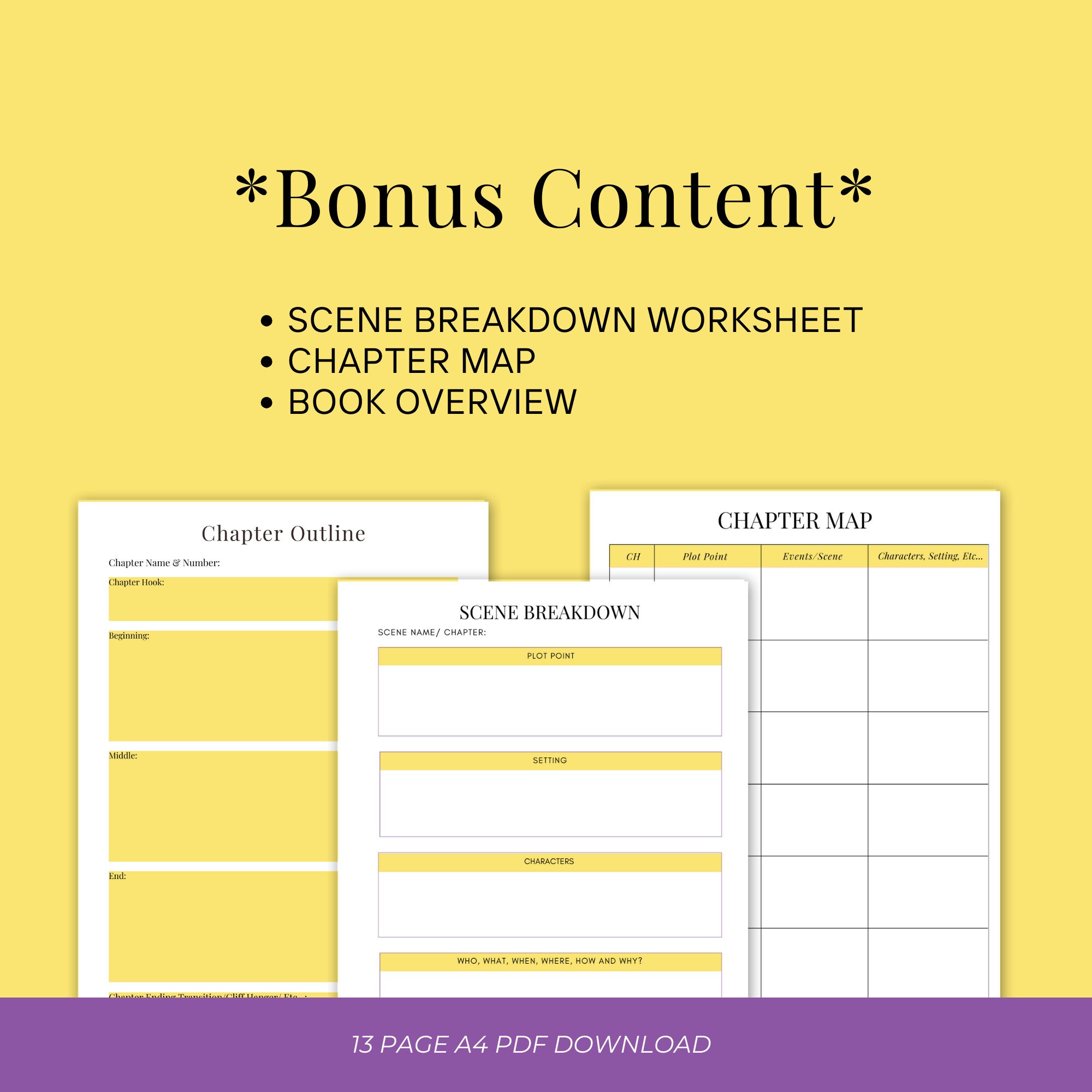 Chapter Outline Template, Writing Worksheet, Novel Outline, Scene ...