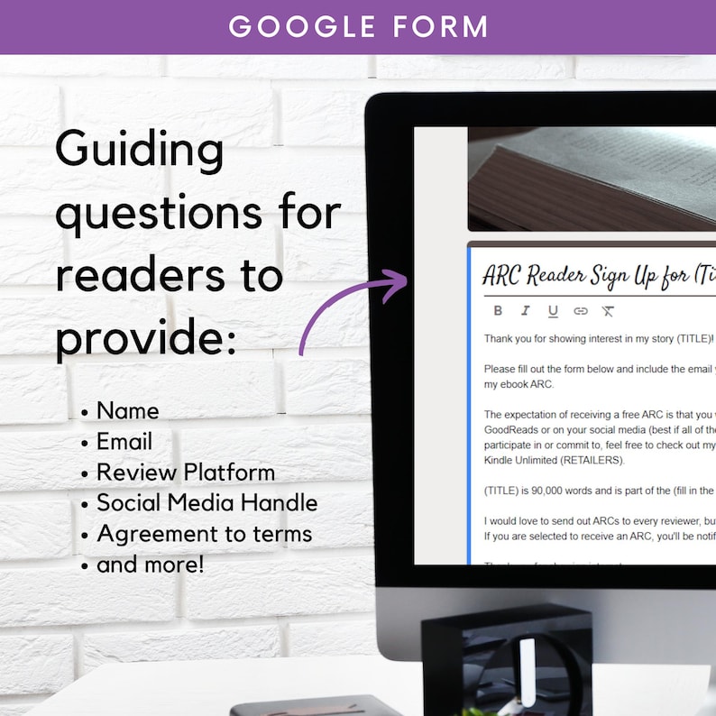 Advanced Reader Copy Google Form | Writing, Reading, Author, Self ...