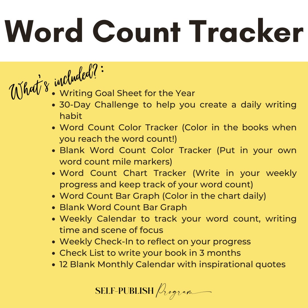 Daily, Monthly, Yearly Word Count Writing Tracker for Writers / Letter ...