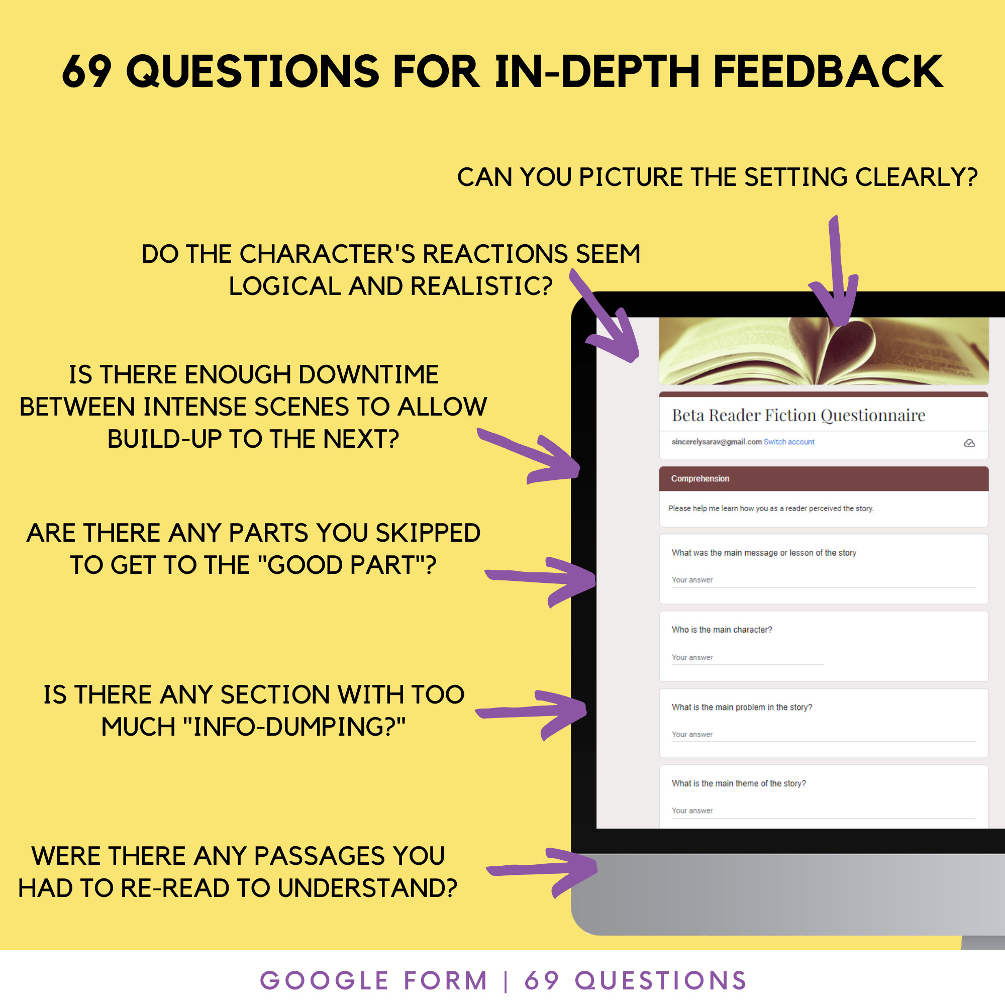 Beta Reader Feedback Google Form for Writers | Improve Pacing, Plot ...