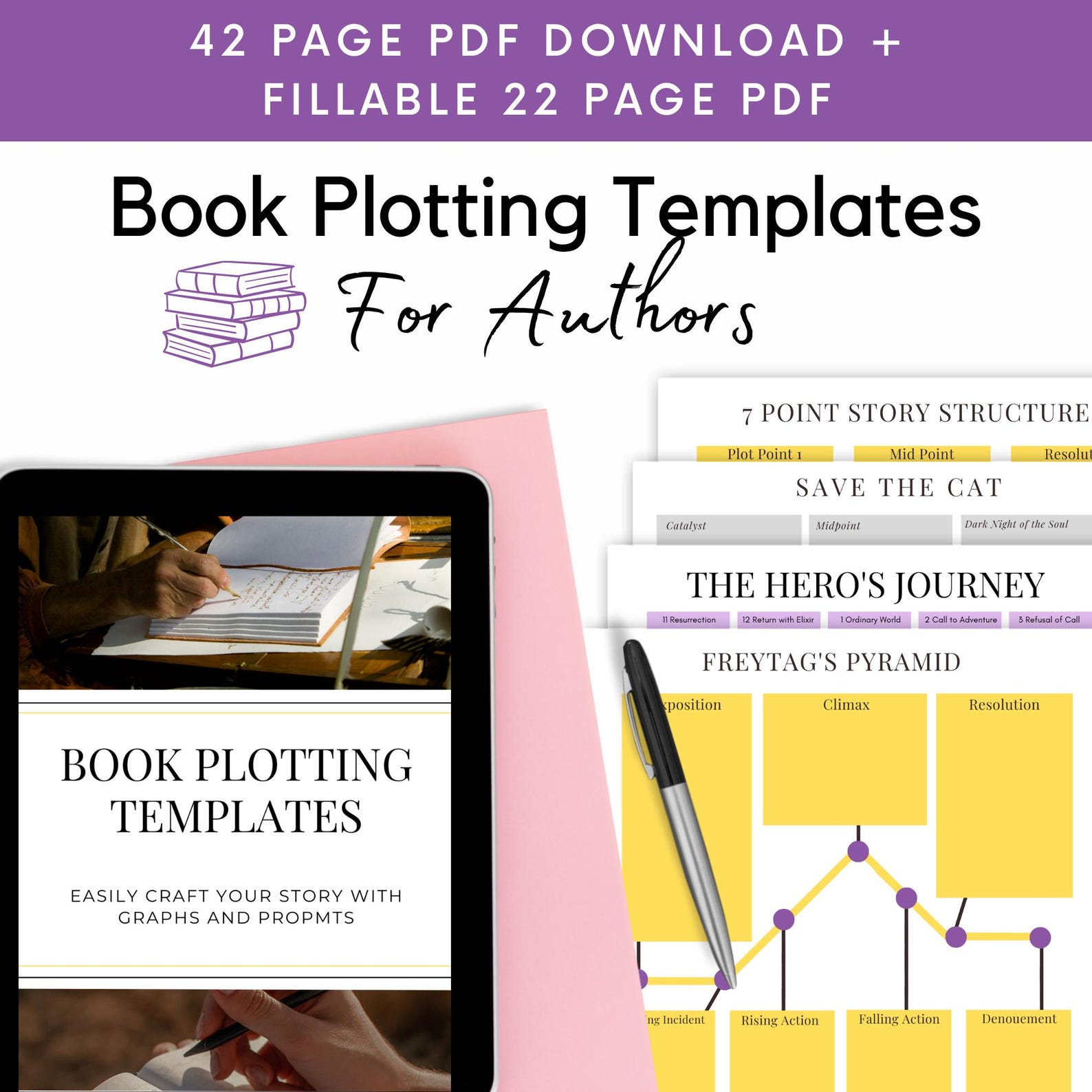 Book Plot Templates Plotting Bundle Chapter Scenes Save the Cat 7 Point ...
