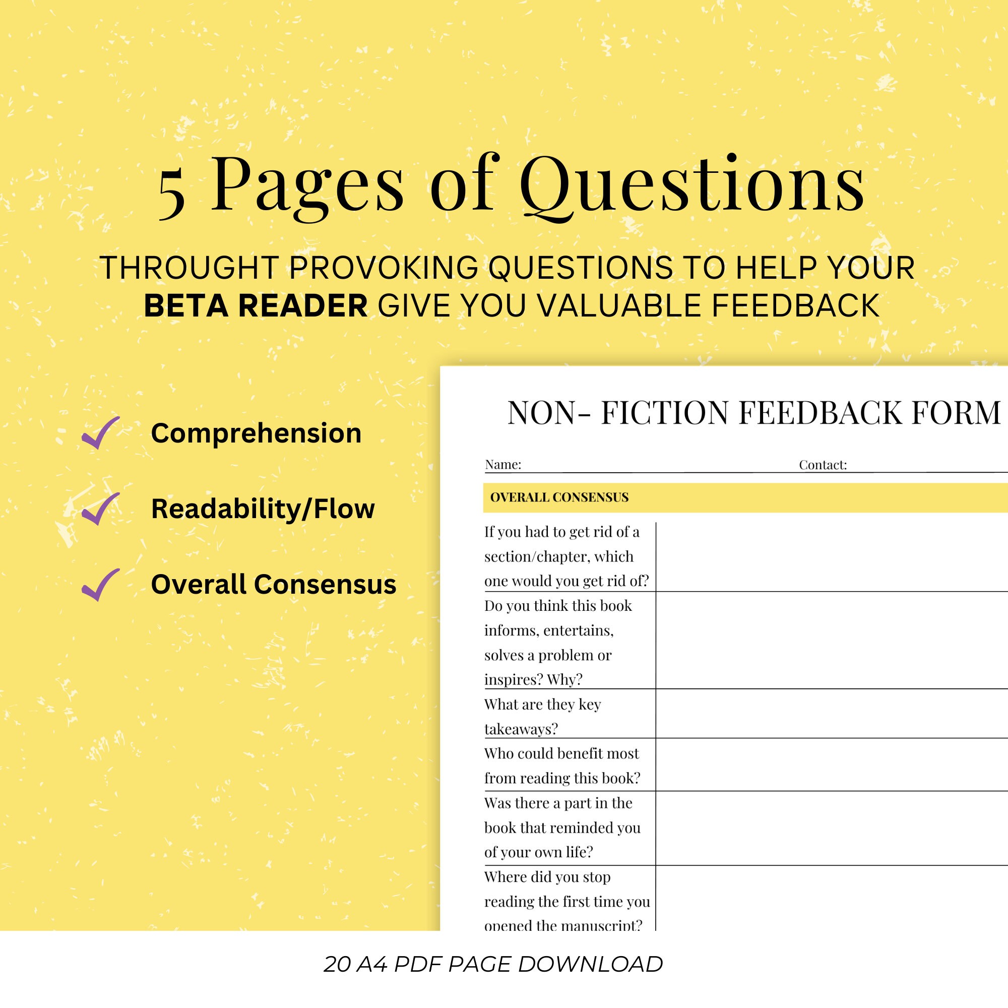 Non-fiction Feedback Form to Give to Your Beta Readers | Editing ...