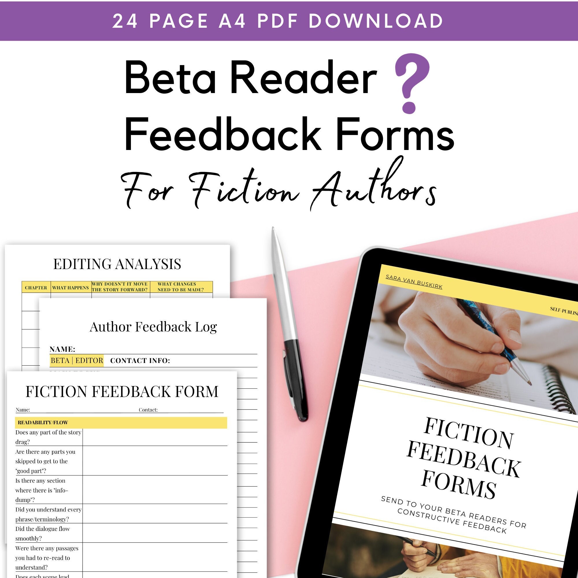 Fiction Feedback Forms to Give to Your Beta Readers PDF | Editing ...