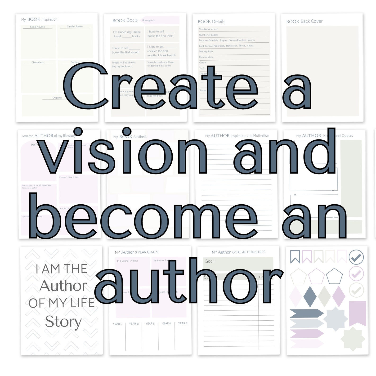 Printable Author Vision Board PDF | Get Focused and Motivated to Write ...
