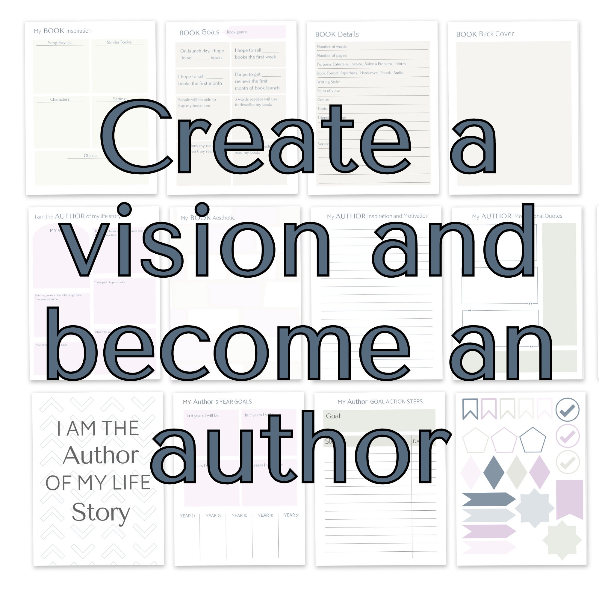 Printable Author Vision Board PDF Get Focused and Motivated to Write ...