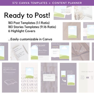 Author Social Media Canva Templates and Content Planner, Instagram ...