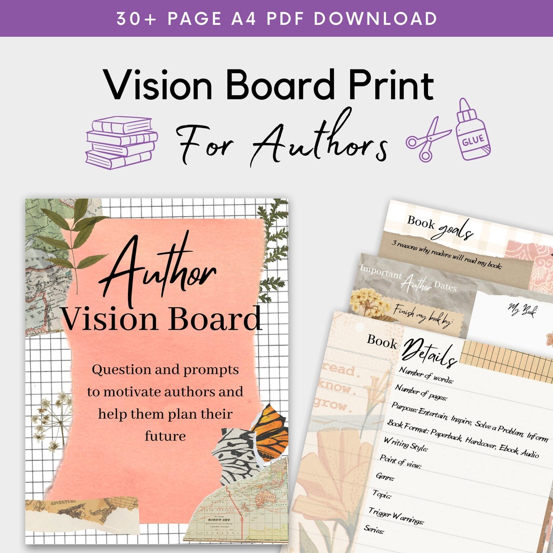Printable Author Vision Board PDF | Get Focused and Motivated to Write ...