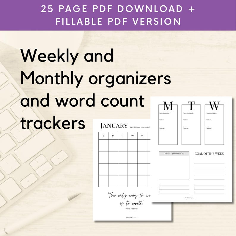 Daily, Monthly, Yearly Word Count Writing Tracker for Writers / Letter ...