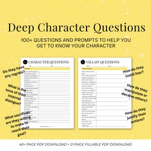 Character Development Workbook With 100+ Prompts and Questions ...