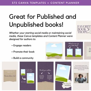 Author Social Media Canva Templates and Content Planner, Instagram ...