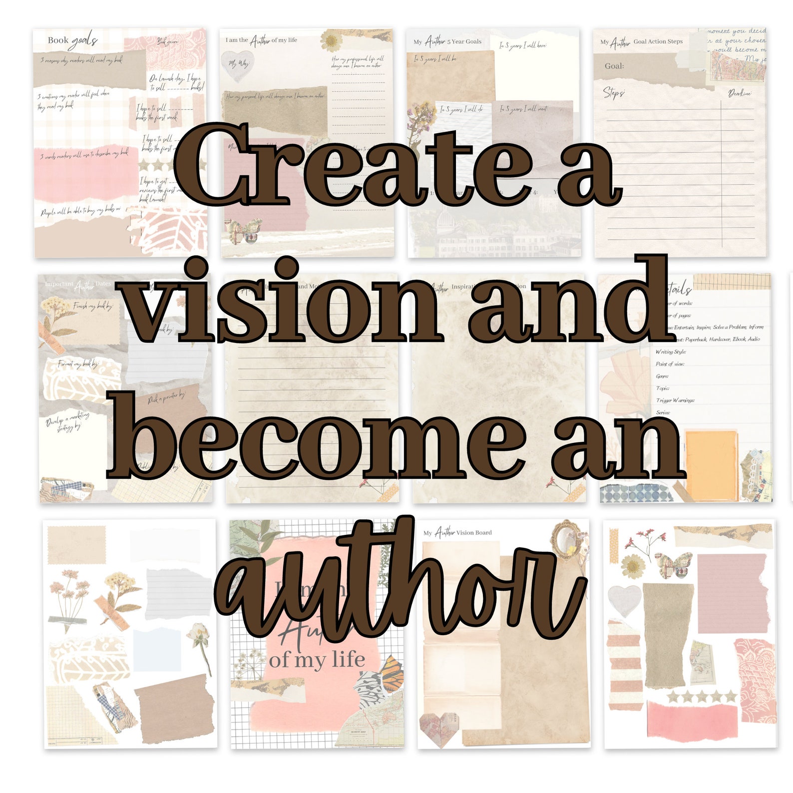 Printable Author Vision Board PDF | Get Focused and Motivated to Write ...