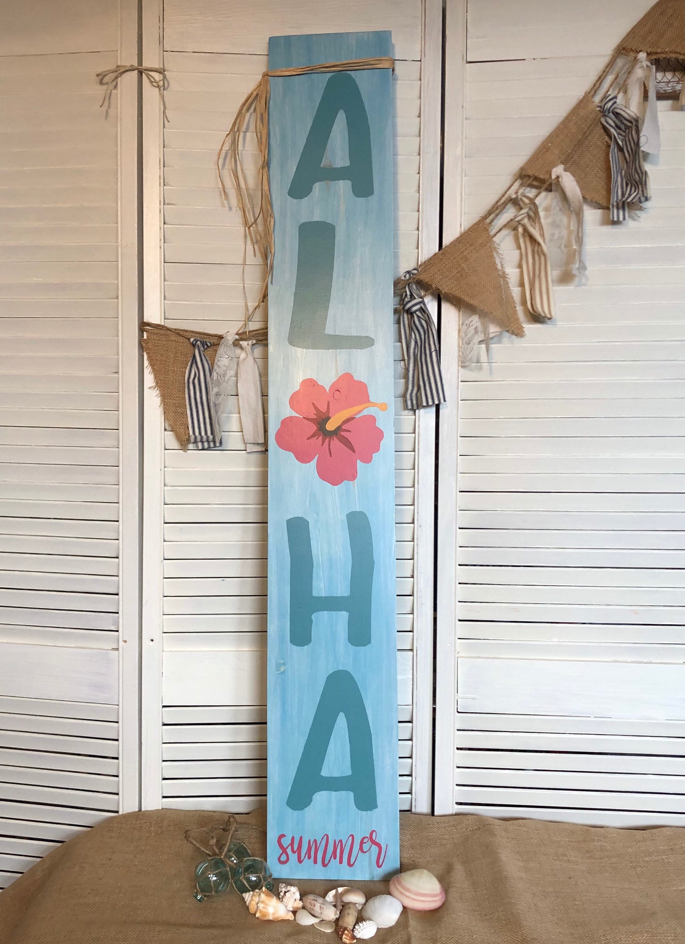 Farmhouse Coastal Style “aloha Summer” Porch Sign - Etsy