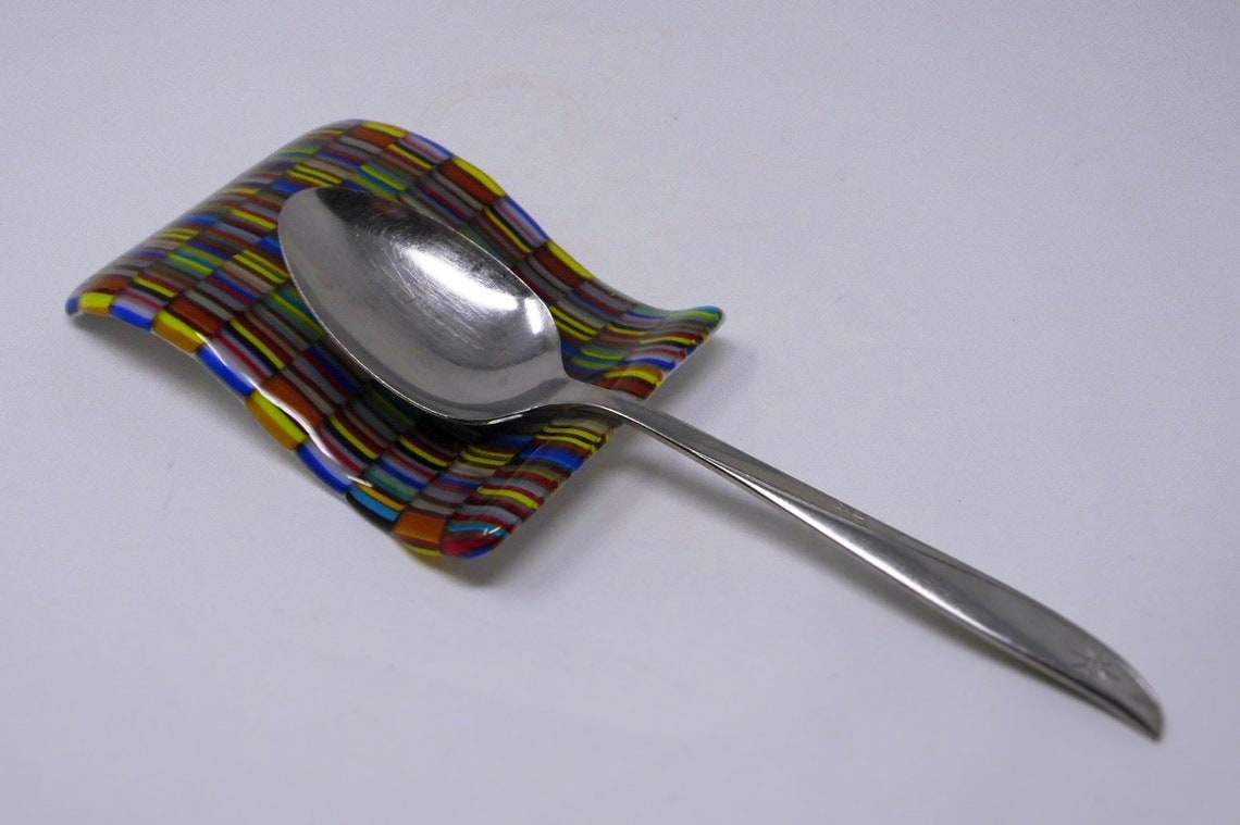 Fused Glass Spoon Rest, Colorful Spoon Rest - Etsy