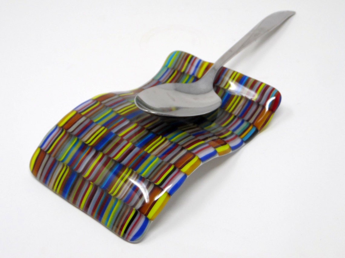 Fused Glass Spoon Rest, Colorful Spoon Rest - Etsy