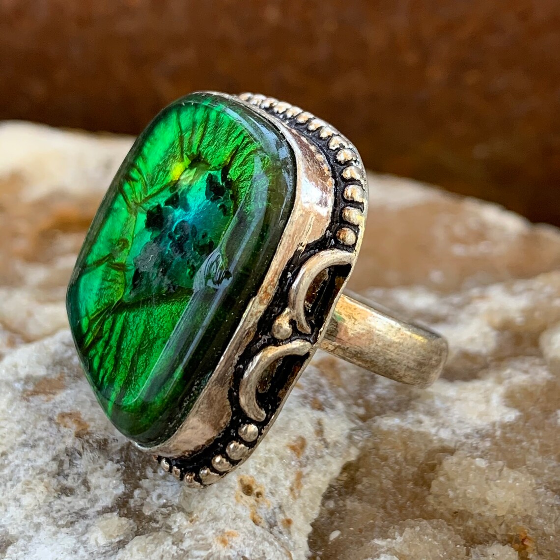 Vintage Stone Sterling Silver Ring X2686 | Etsy