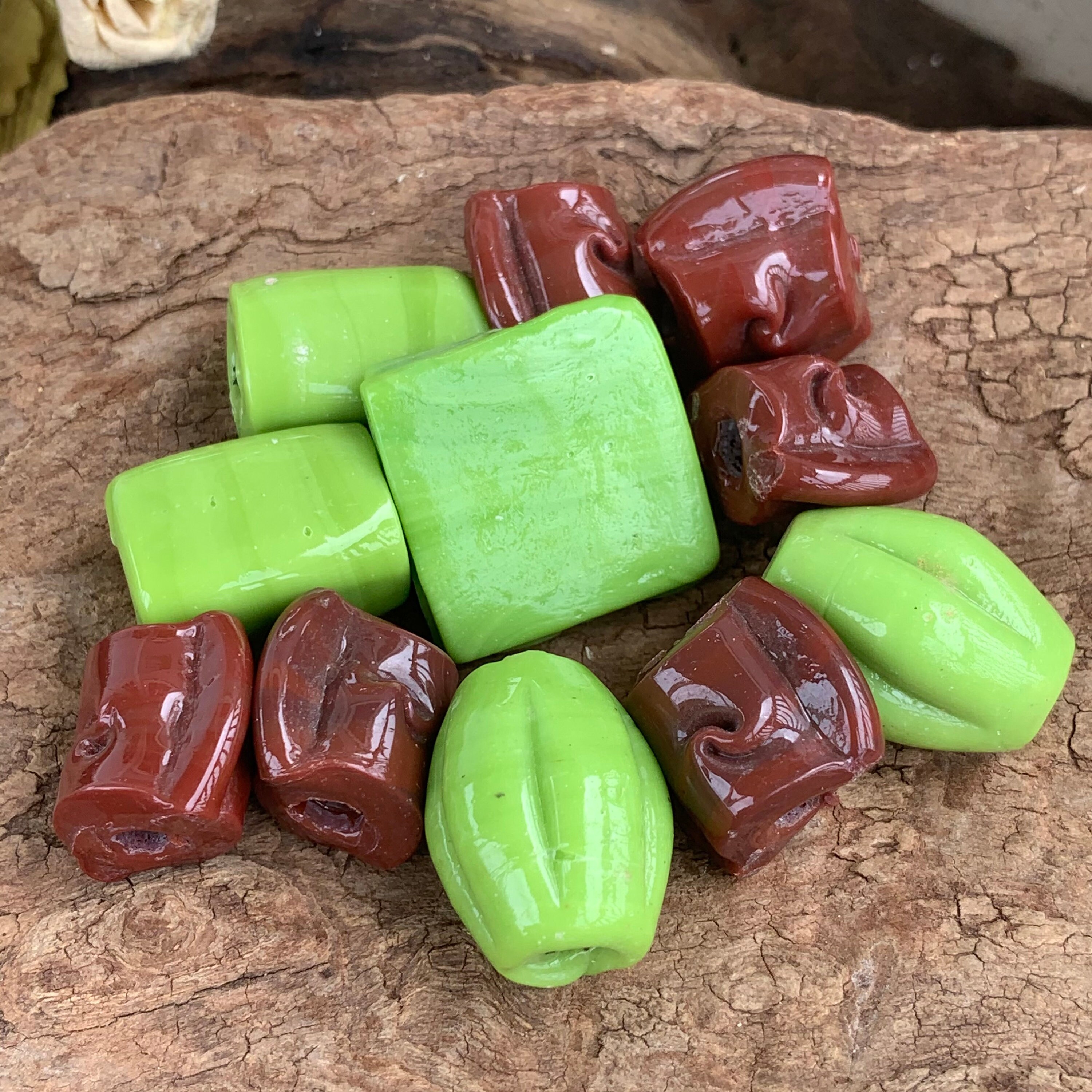 11 große Glasperlen Glasperlen Handgefertigte Rustikale | Etsy