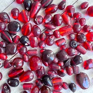 Supply 50 Mixed up Glass Beads Red Siam Beads Jewelry Beads - Etsy