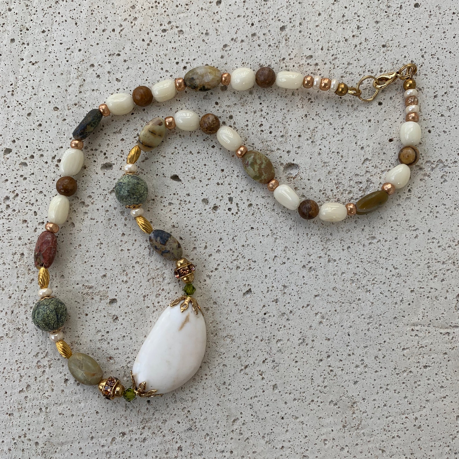 Vintage Stone Necklace Vintage Jewelry X1562 | Etsy