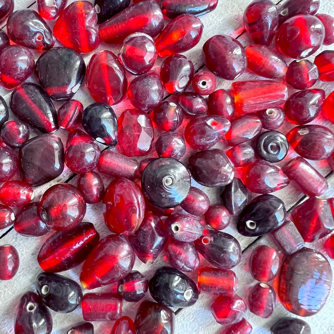 Supply 50 Mixed up Glass Beads Red Siam Beads Jewelry Beads - Etsy