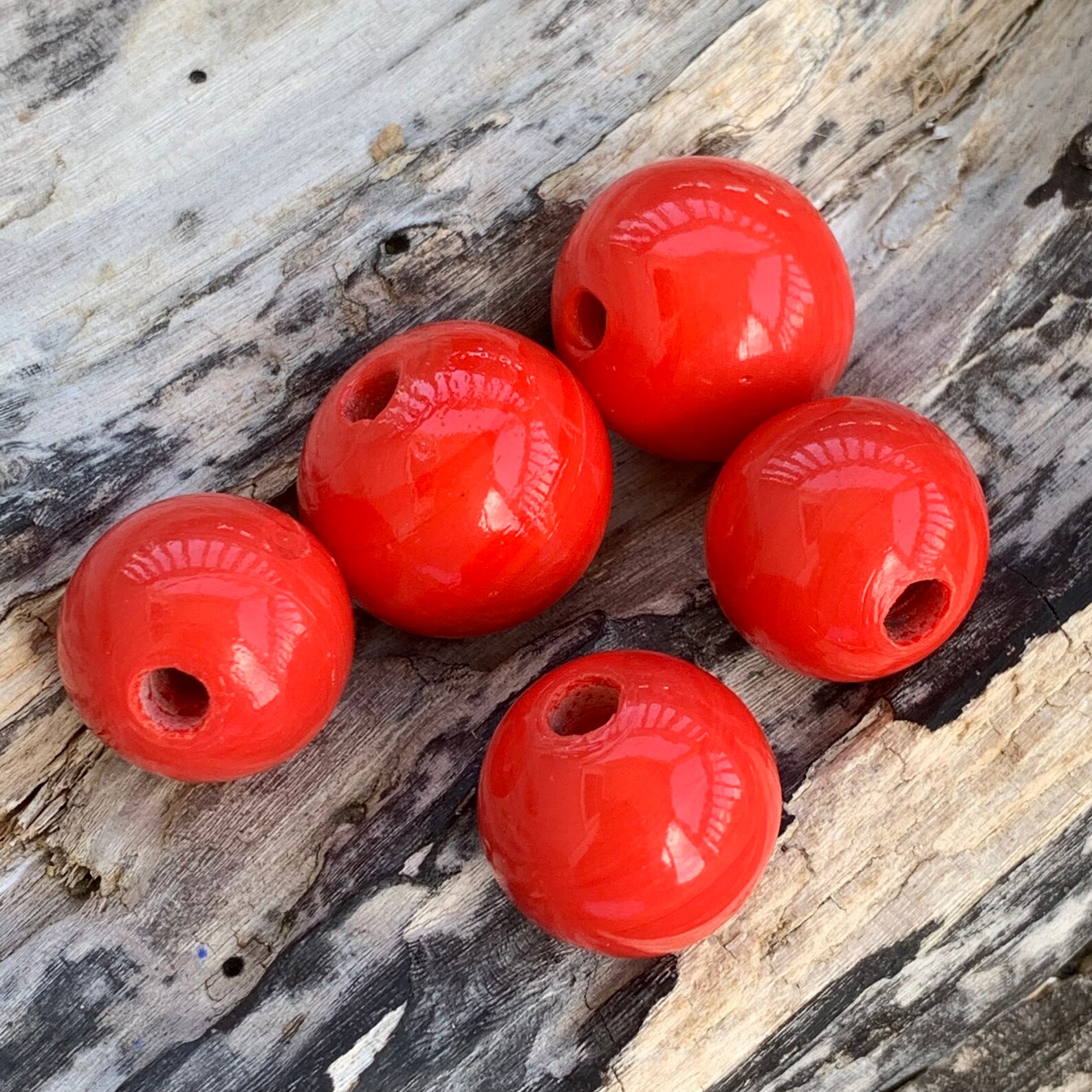 5 Large Glass Beads Rustic Glass Beads Handcrafted Rustic | Etsy