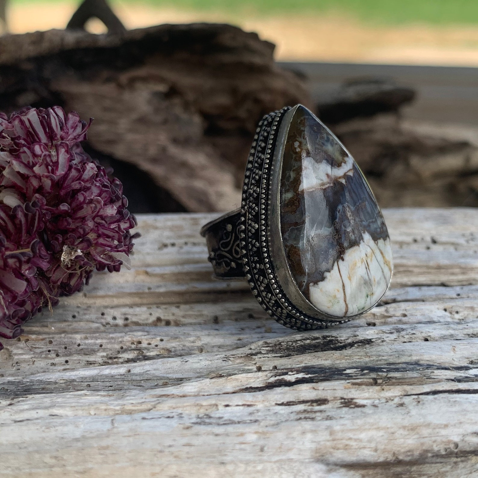 Vintage Stone Sterling Silver Ring X3070 - Etsy