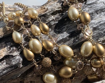 Vintage Signed TALBOTS Turquoise Tone Plastic Beaded Long Necklace With ...