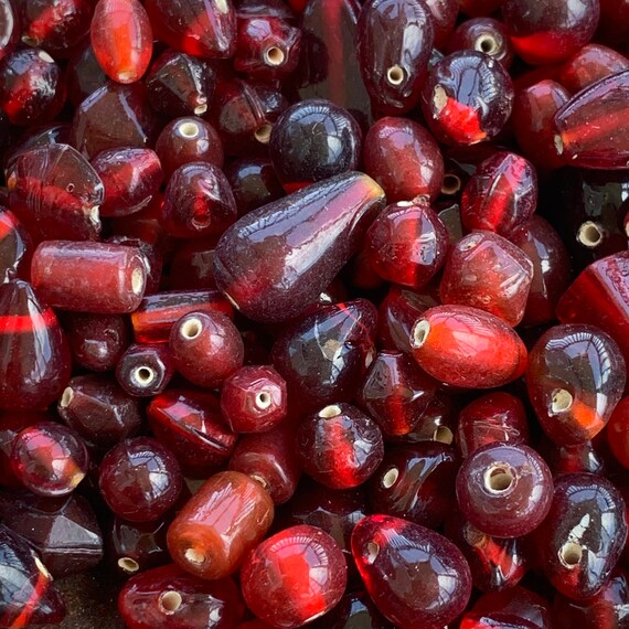 Supply 50 Mixed up Glass Beads Red Siam Beads Jewelry - Etsy