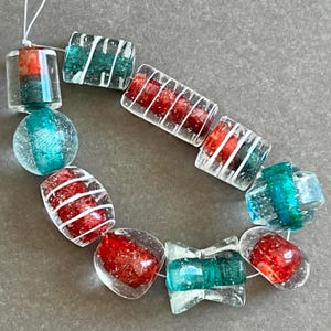 Supply | 10 Large HANDCRAFTED Class Beads | Rustic Lampwork Centerpiece ...