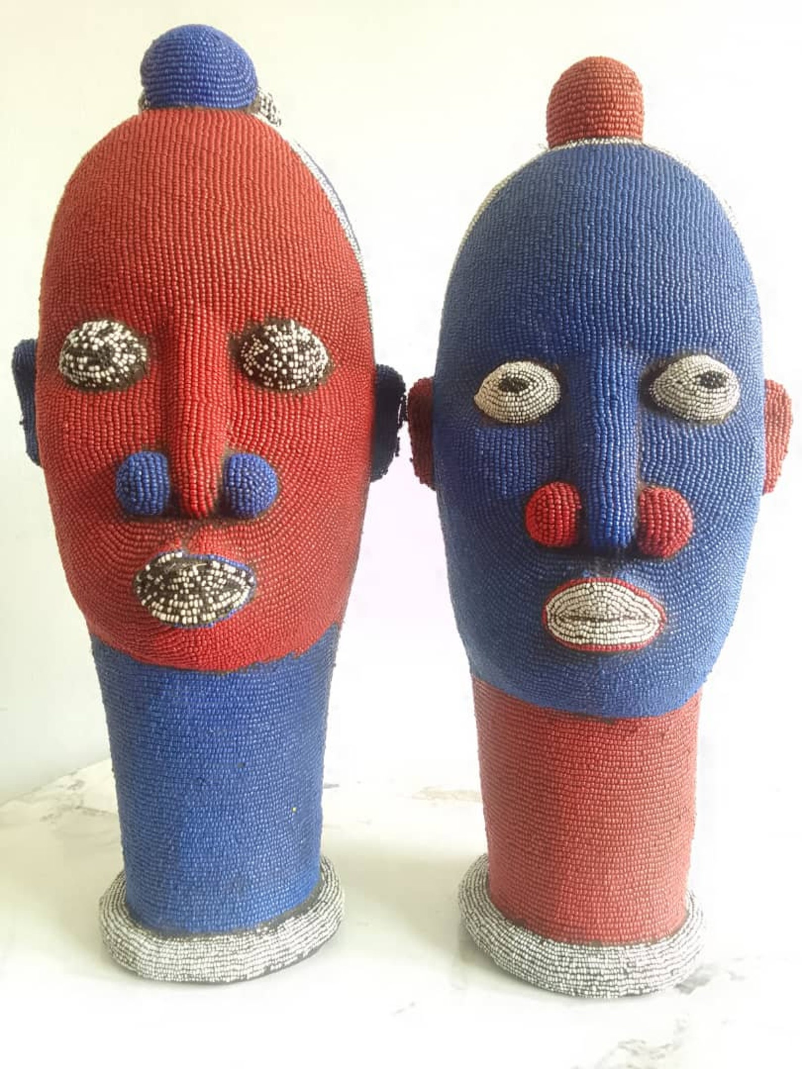 Blue and Red African Pearl Head 02 African Pearl Heads - Etsy