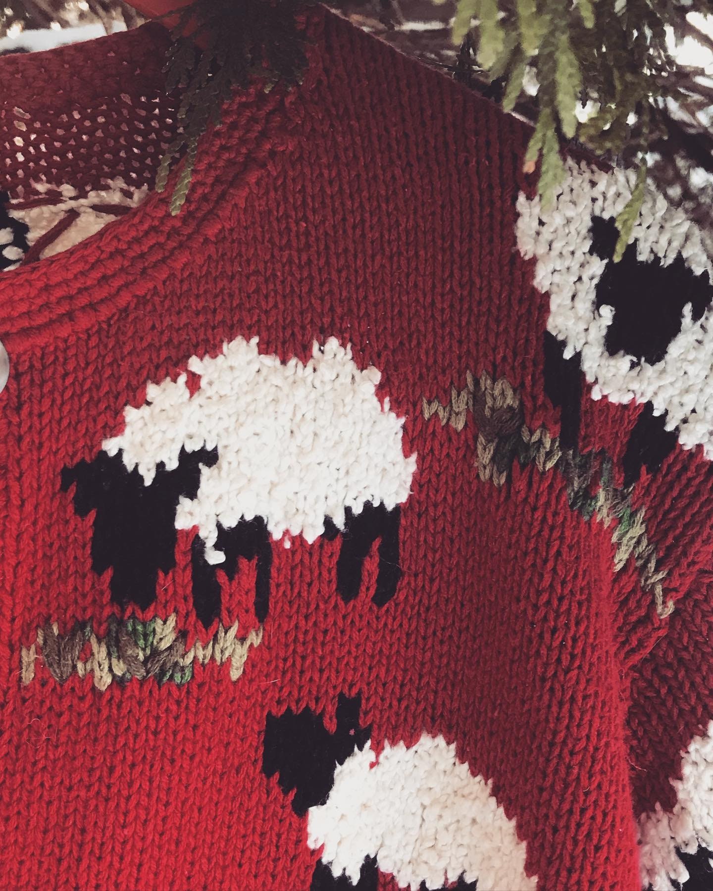 Hand-knit Grazing Sheep Intarsia Sweater Cardigan With Mother of Pearl ...