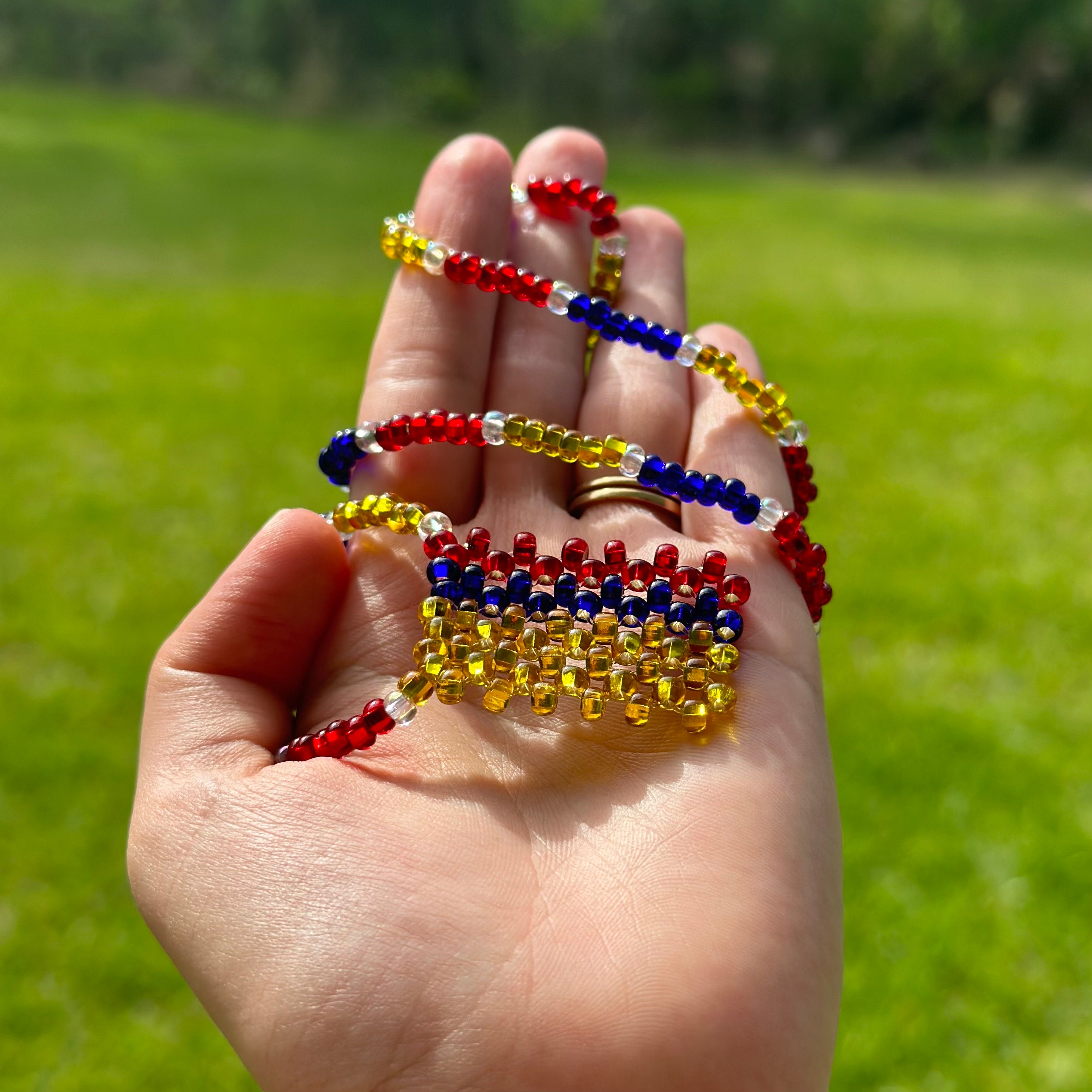 Colombian Flag Necklace Colombia Pendant Beadwork - Etsy