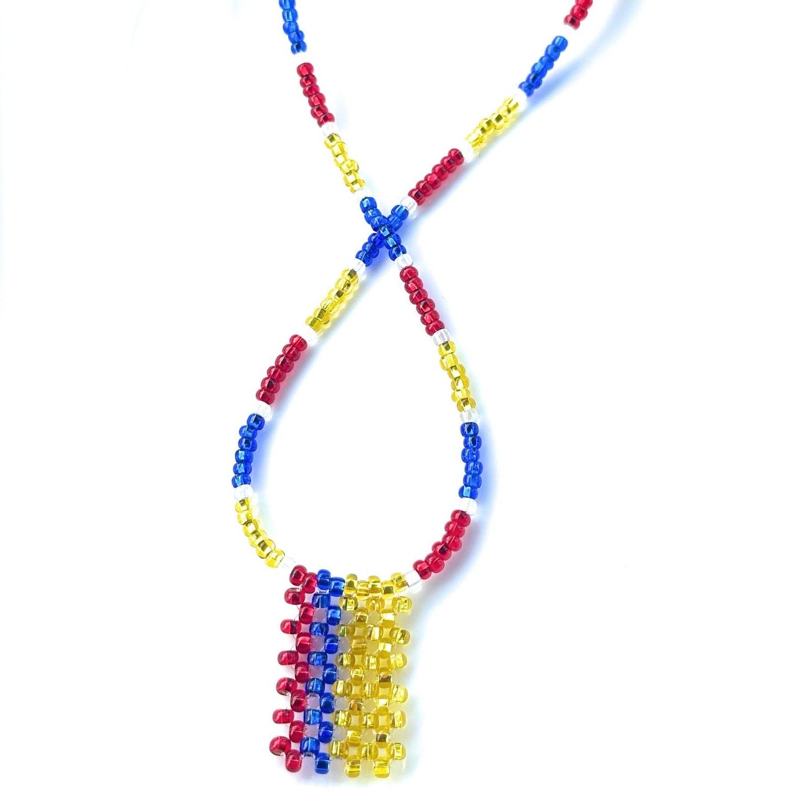 Colombian Flag Necklace Colombia Pendant Beadwork - Etsy