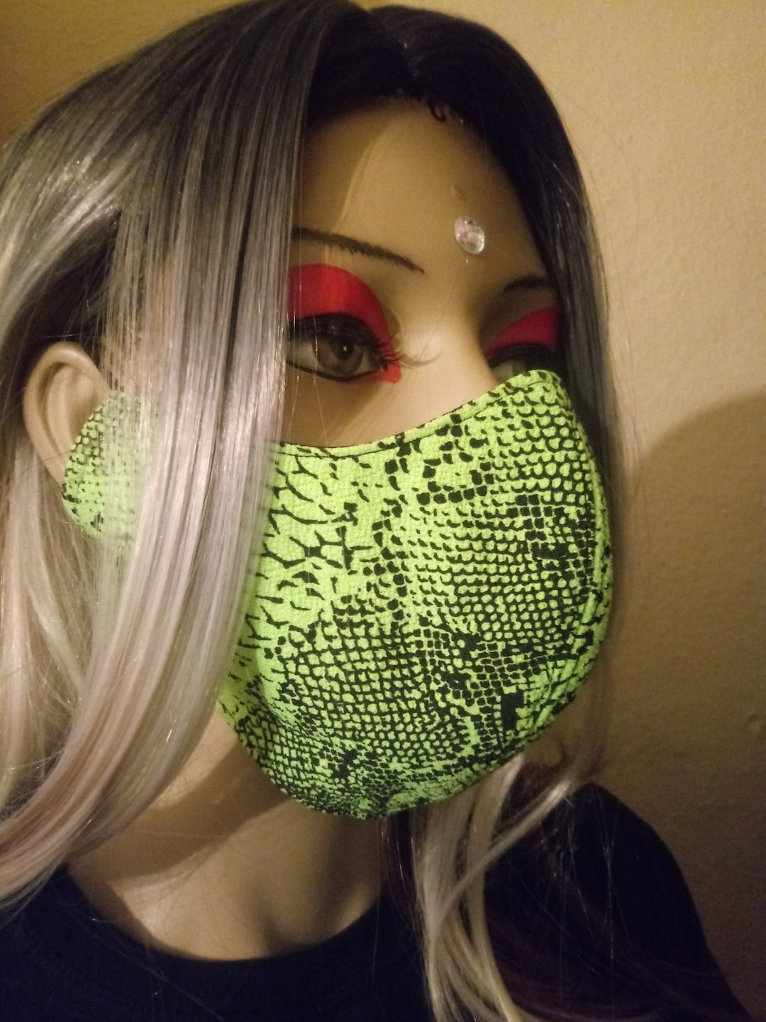 Neon Green Snakeskin Face Covering Mask - Etsy