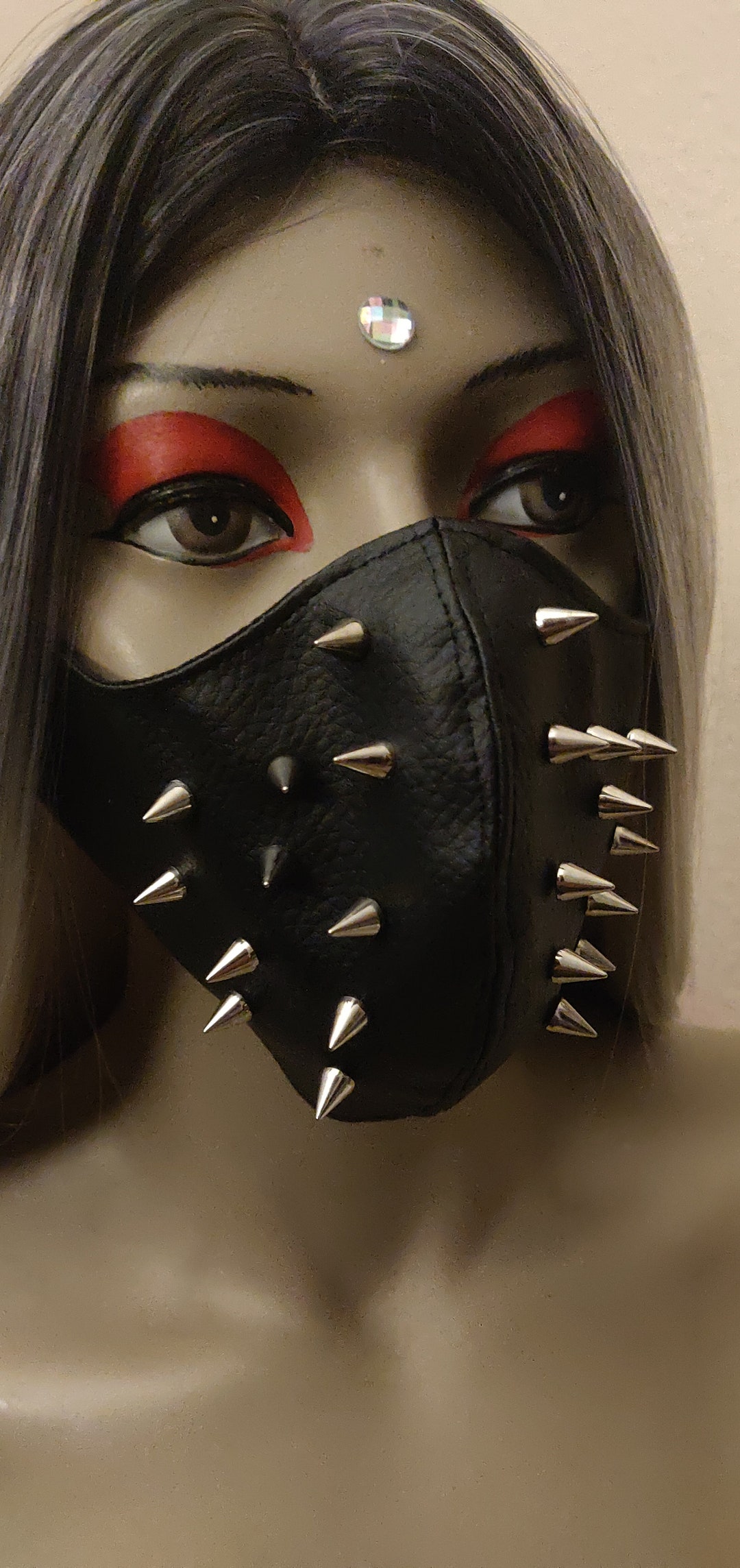 Black Leather Studed Spiked Gothic Face Mask - Etsy