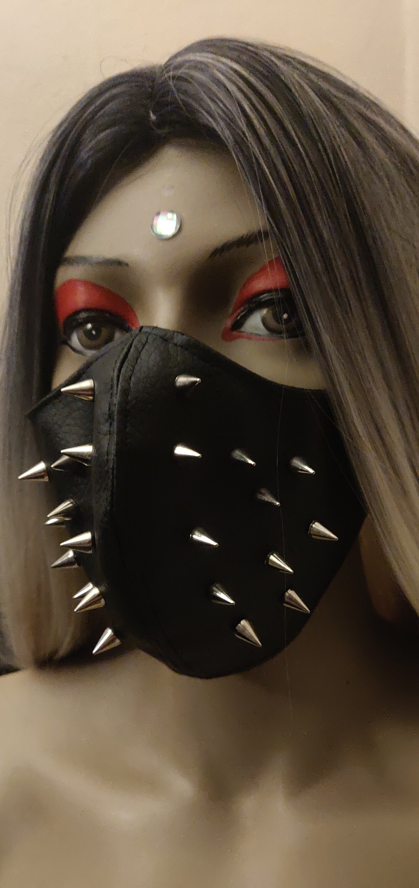 Black Leather Studed Spiked Gothic Face Mask - Etsy
