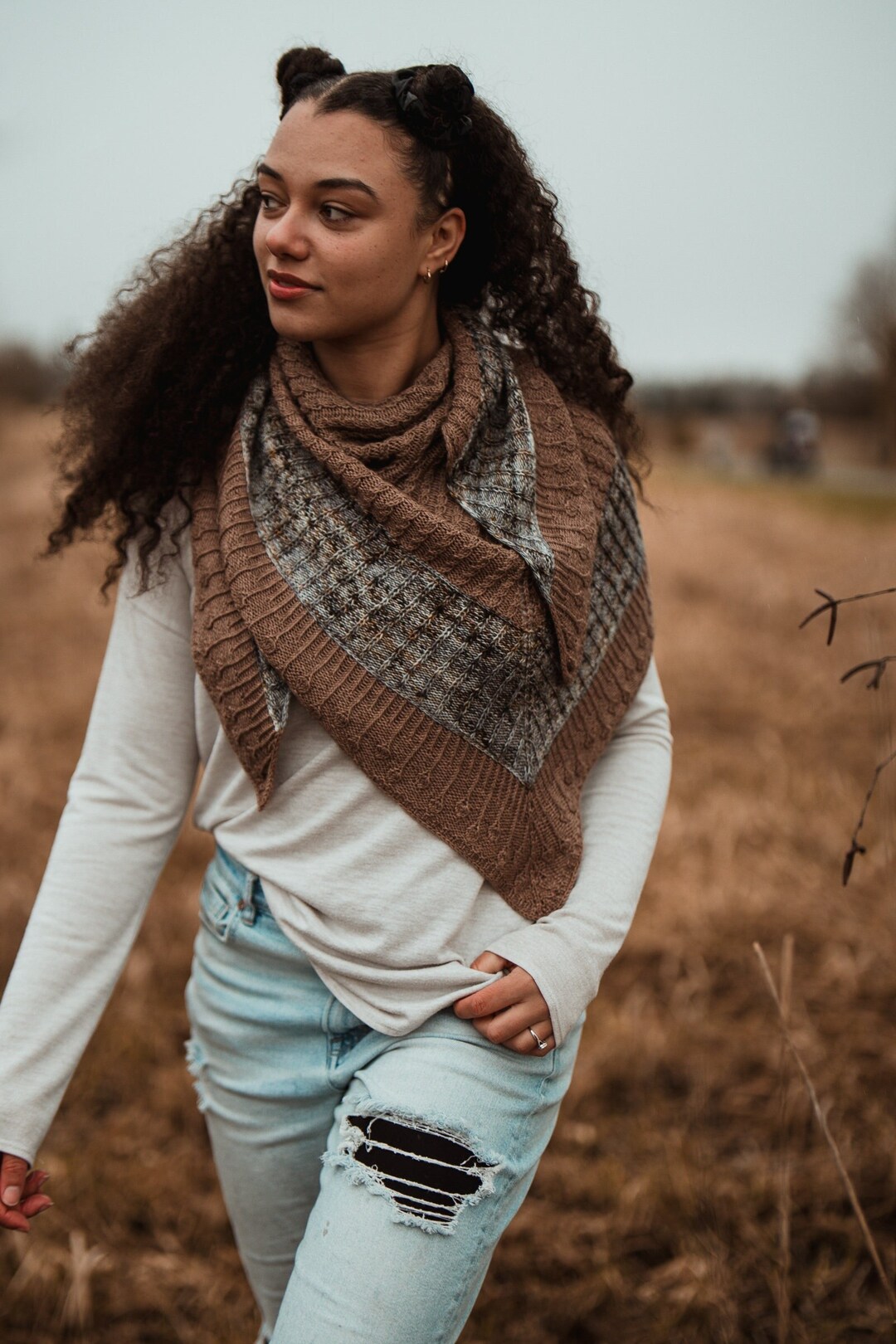 KNITTING PATTERN: Copperwing Shawl Fingering Weight Triangle Shawl ...