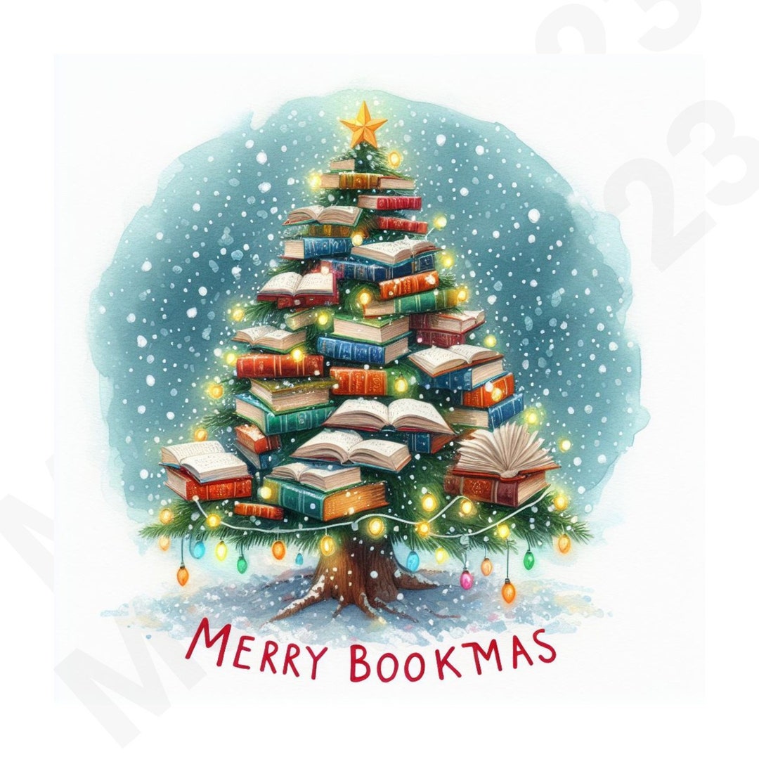 Merry Bookmas Christmas Book Tree Png, Christmas Gift,book Lovers ...