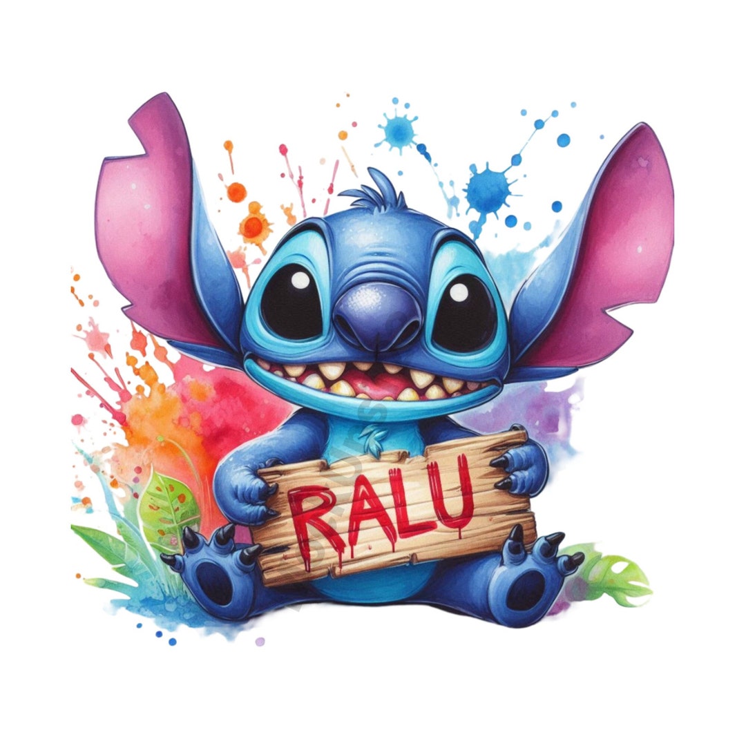 Name Personlisation Stitch Splash and Watercolor Digital Design PNG ...