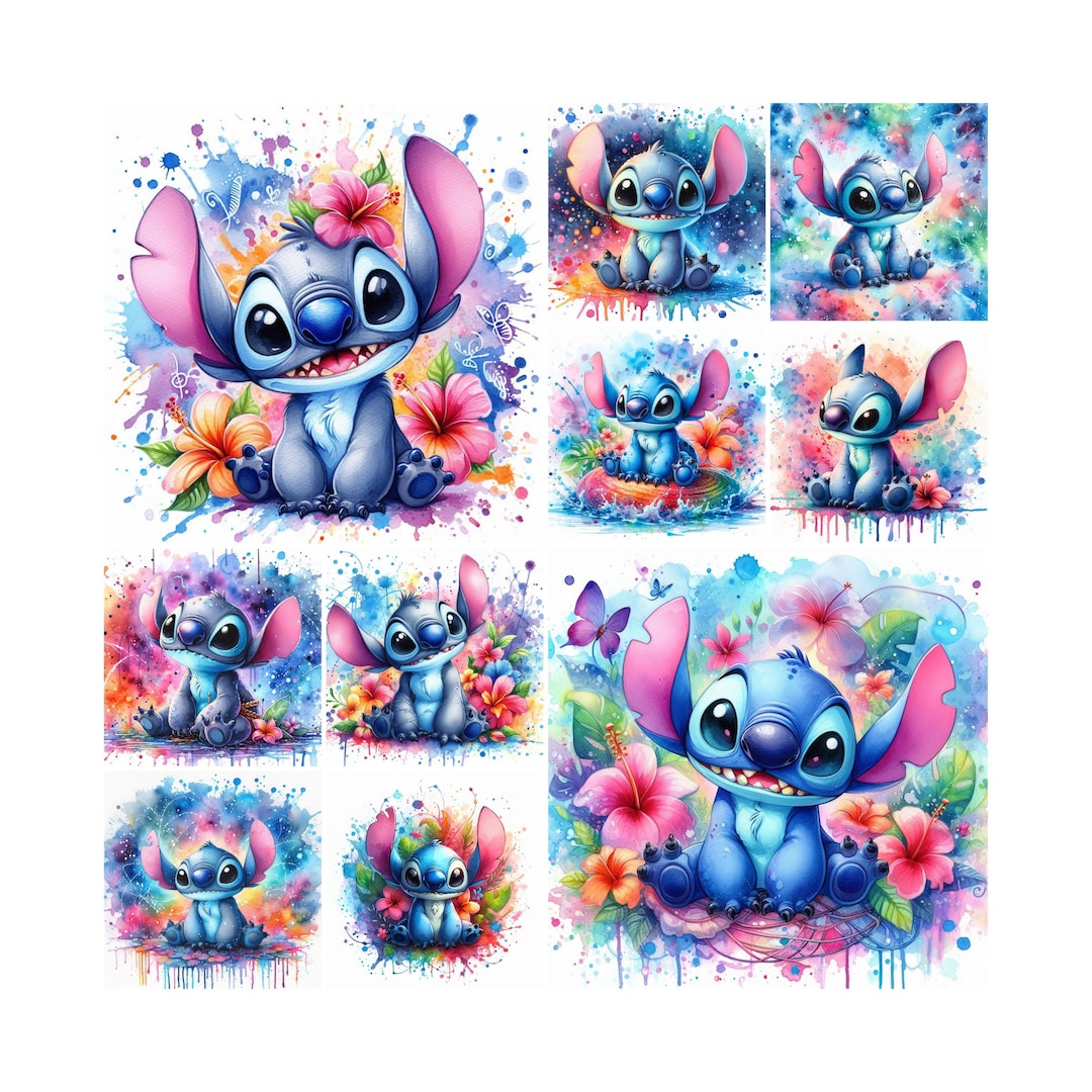 10 PNG Stitch Splash and Watercolor Digital design PNG file for ...