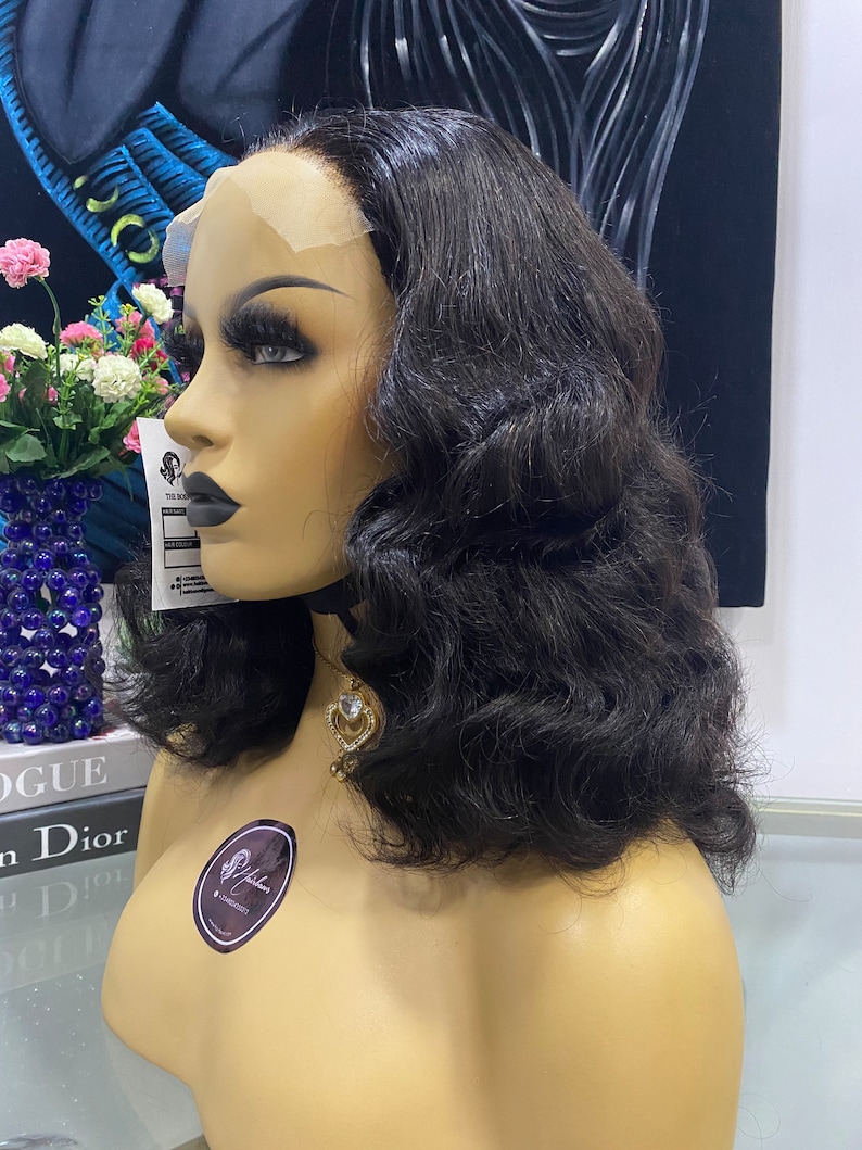 100% Real Human Hair Wig 5x5 Transparent Closure Lace Wig Bouncy Wig ...