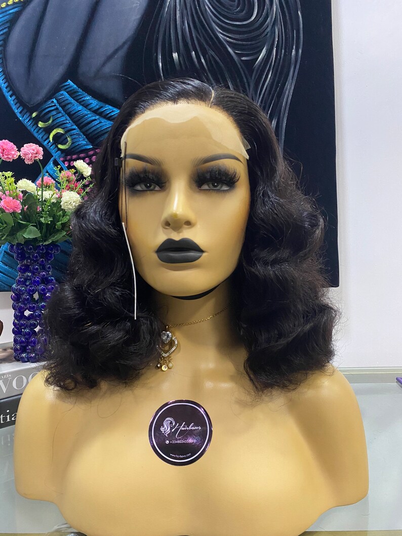 100% Real Human Hair Wig 5x5 Transparent Closure Lace Wig Bouncy Wig ...