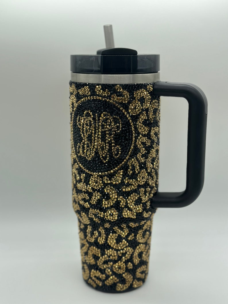 Leopard Print Rhinestone Handle Tumbler / 30oz Stanley / 40oz Stainless ...