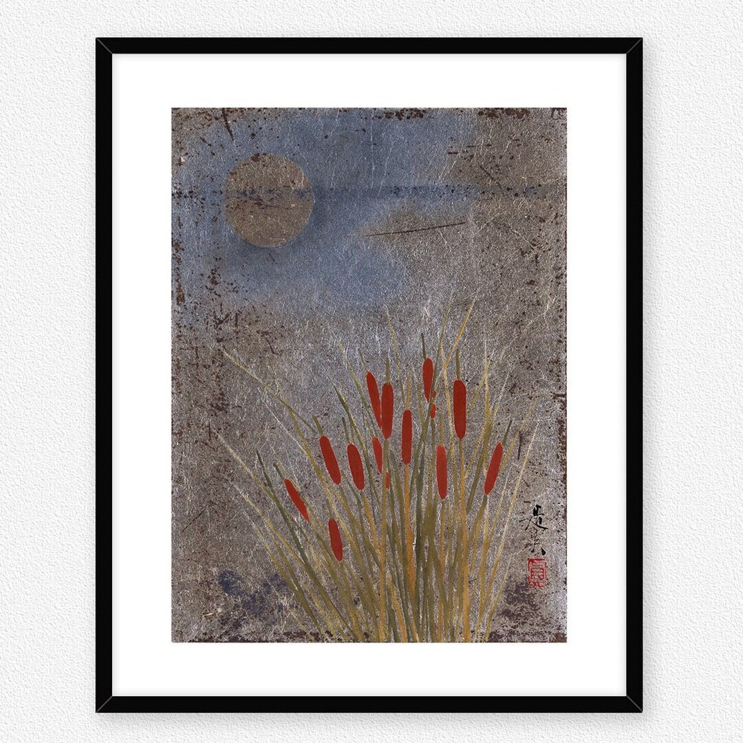 Red Cattails in the Moonlight Shibata Zeshin - Etsy