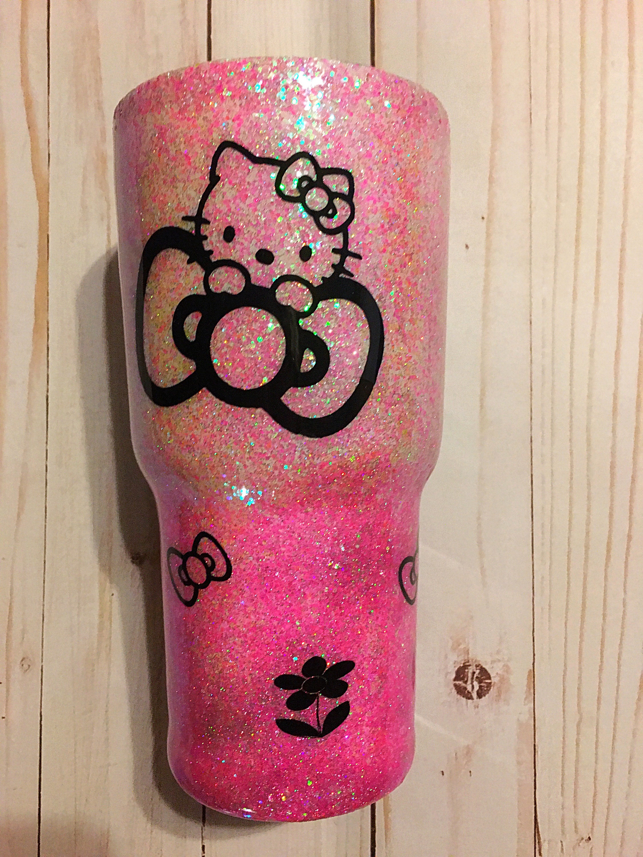 Hello kitty custom glitter tumbler | Etsy