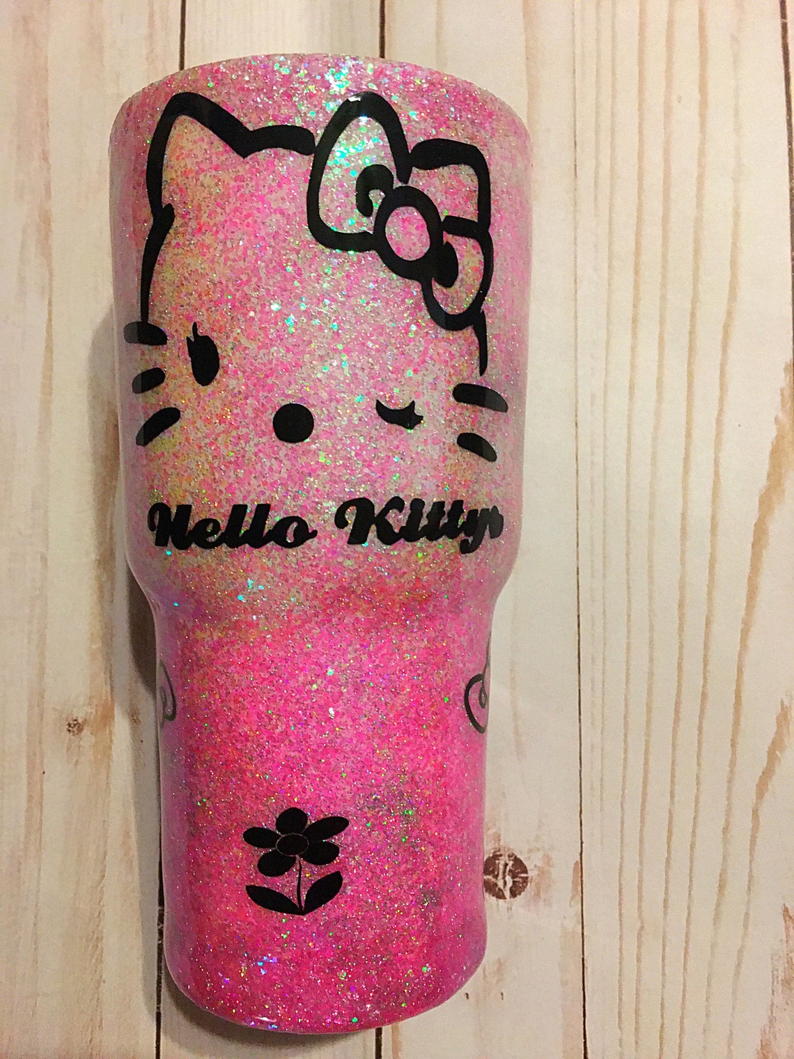 Hello kitty custom glitter tumbler | Etsy